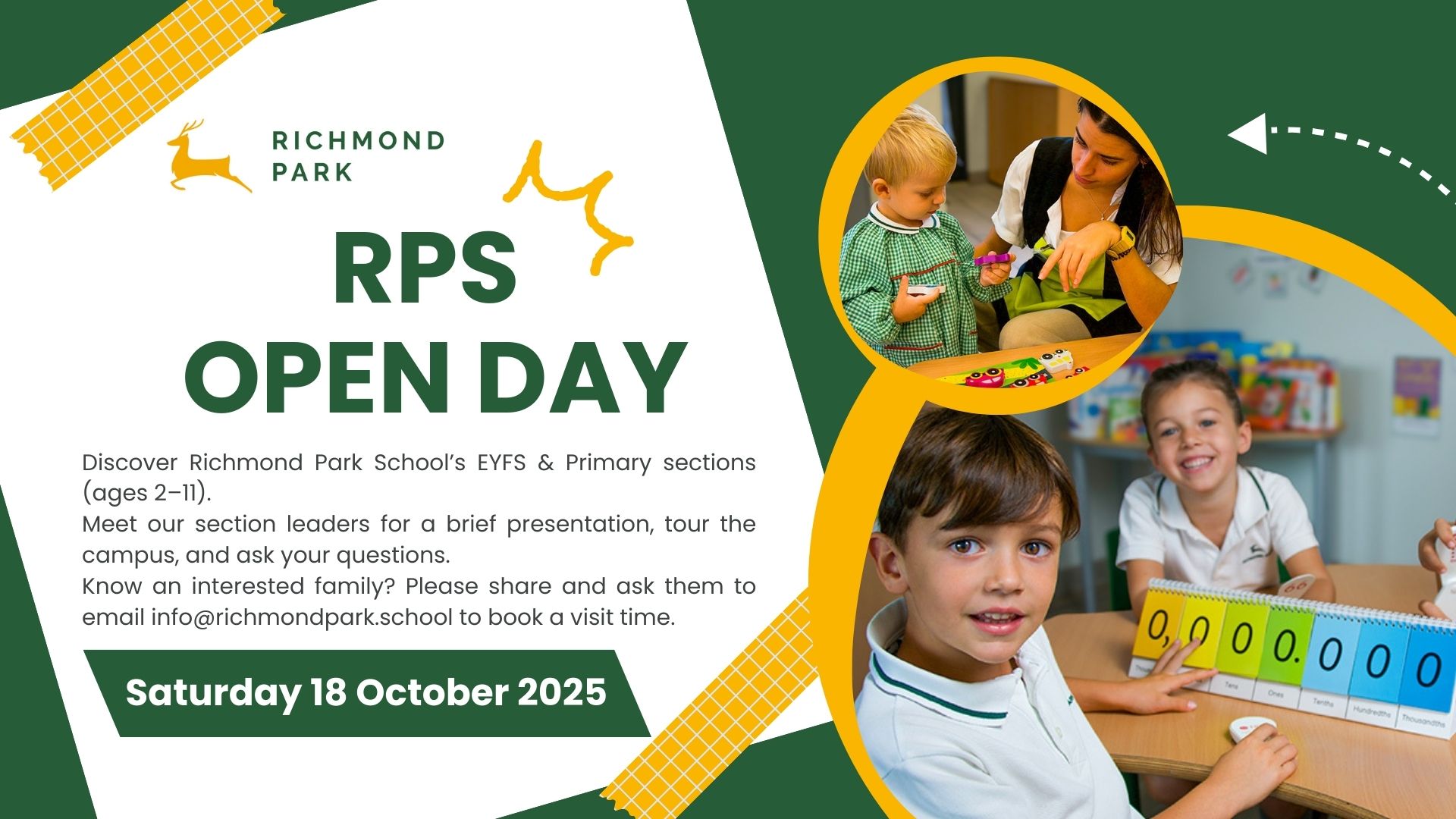 OPEN DAY FOR EYFS & PRIMARY – 18 OCTOBER 2025 - Richmond Park School