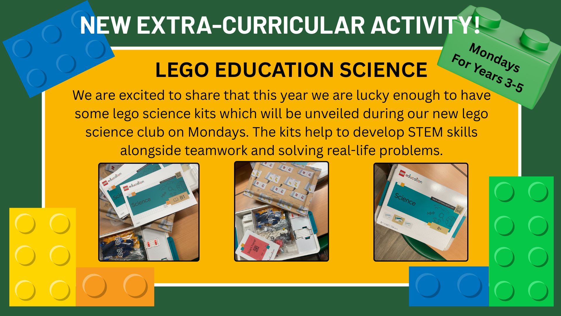 NEW EXTRA-CURRICULAR ACTIVITY - LEGO EDUCATION SCIENCE - Richmond Park ...